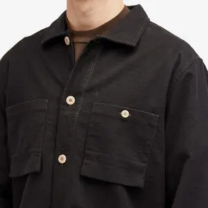 Folk Patch Overshirt - Black Moleskin