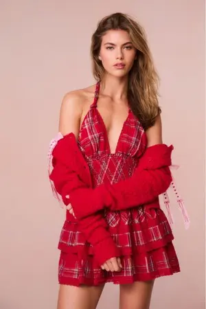 LoveShackFancy Deanna Tartan Halter Dress
