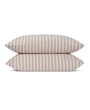 PIGLET IN BED Pembroke Stripe Linen Blend Pillowcases, Standard Elderberry