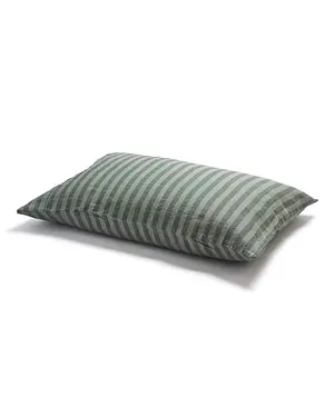 PIGLET IN BED Pembroke Stripe Linen Blend Pillowcases, Standard Pine Green