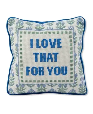 FURBISH Love That For You Needlepoint Pillow, 11 X 11
