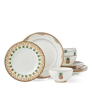 LENOX British Colonial Bamboo 12-piece Dinnerware Set, Service For 4 - White
