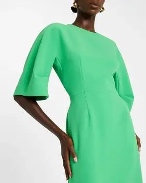 Rickie Freeman For Teri Jon Elbow-sleeve Crepe Column Gown