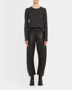NILI LOTAN Shon Barrel Leather Pants - Black