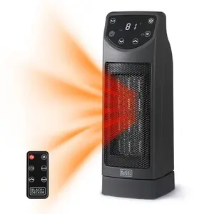 BLACK + DECKER Decker Oscillating Ceramic Desktop Heater With Remote - Black