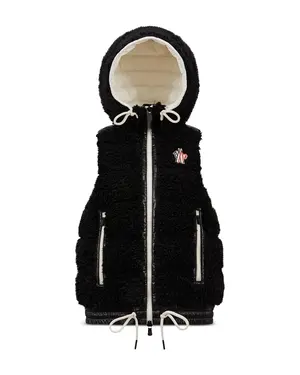 Moncler Faux Fur Sleeveless Jacket - Black