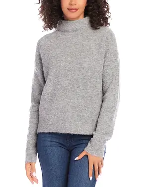 Karen Kane Mock Neck Boucle Sweater - Gray