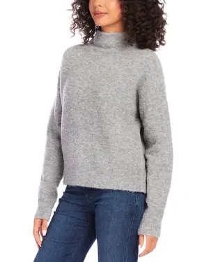 Karen Kane Mock Neck Boucle Sweater - Gray