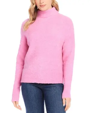 Karen Kane Mock Neck Boucle Sweater Peony