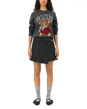 GANNI Graphic Bear Pullover Sweater - Gray Quill