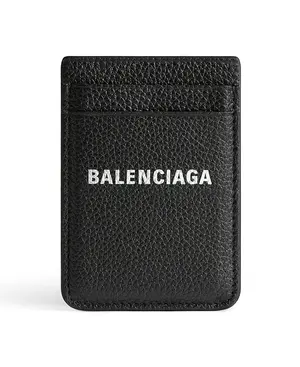 Balenciaga Cash Magnet Card Holder Metallized - Dark Grey/white
