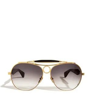 JACQUES MARIE MAGE Jacques Marie Mage Tortoiseshell Aspen Aviator Sunglasses Gold