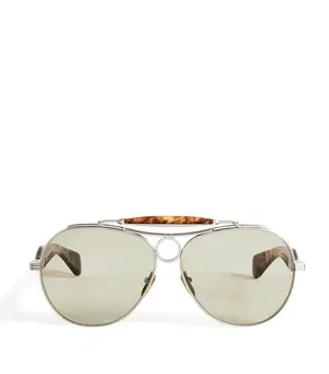 JACQUES MARIE MAGE Tortoiseshell Aspen Aviator Sunglasses