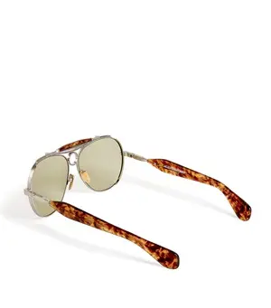 JACQUES MARIE MAGE Tortoiseshell Aspen Aviator Sunglasses