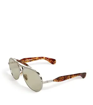 JACQUES MARIE MAGE Tortoiseshell Aspen Aviator Sunglasses