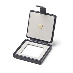 ASPINAL OF LONDON Compact Mirror In Deep Shine Peacock Small Croc - Blue