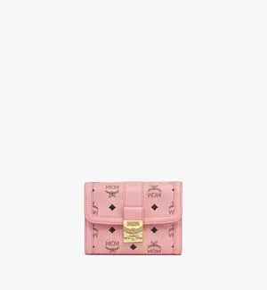 Mcm Tracy Trifold Wallet In Visetos - Soft Pink
