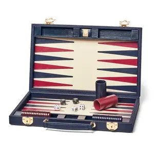 ASPINAL OF LONDON 17-inch Backgammon Set In Amazon Croc Blue