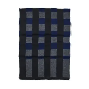 ASPINAL OF LONDON Exploded Check Wool Scarf - Blue