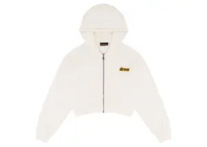 Drew House Cropped Zip Up Hoodie - Offone-colorwhite