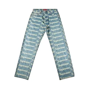 Supreme Frayed Logos Regular Jeans - Blue