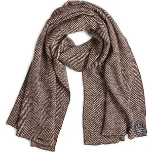 CLIFTON WILSON Herringbone Wool Scarf - Brown
