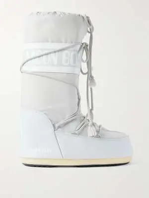 Moon Boot Icon Shell And Leather-like Snow Boots - Light Gray
