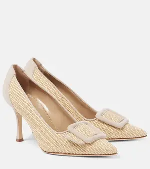 Manolo Blahnik Maysale 90 Raffia Pumps