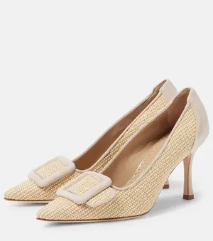 Manolo Blahnik Maysale 90 Raffia Pumps