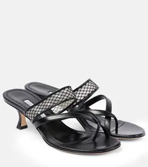 Manolo Blahnik Sulna 50 Leather Mules - Black