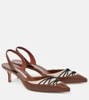 Manolo Blahnik Maretsli 50 Leather Slingback Pumps