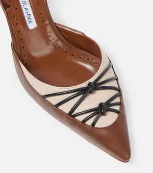 Manolo Blahnik Maretsli 50 Leather Slingback Pumps