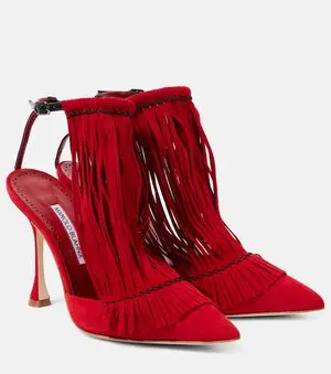 Manolo Blahnik Fiki 105 Suede Pumps - Red