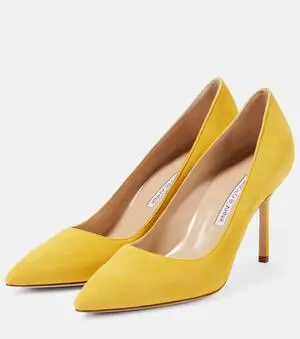 Manolo Blahnik Bb 90 Suede Pumps - Yellow
