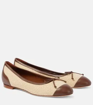 Manolo Blahnik Capbl Raffia Ballet Flats