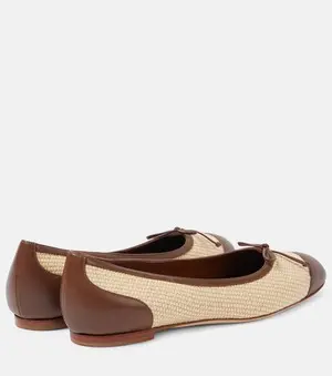 Manolo Blahnik Capbl Raffia Ballet Flats