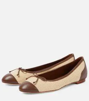 Manolo Blahnik Capbl Raffia Ballet Flats