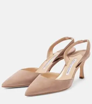 Manolo Blahnik Carolyne 70 Suede Slingback Pumps