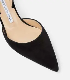 Manolo Blahnik Carolyne 70 Suede Slingback Pumps