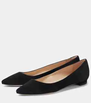 Manolo Blahnik Bb Suede Ballet Flats - Black