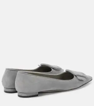 Manolo Blahnik Maysale Suede Ballet Flats - Grey