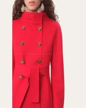 Valentino Garavani High-neck Belted Wool Cashmere Coat