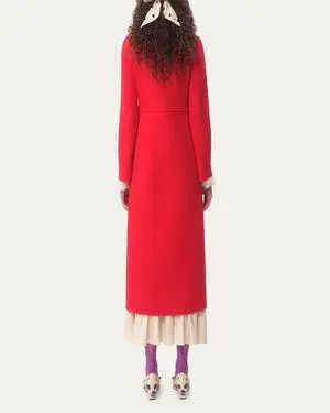 Valentino Garavani High-neck Belted Wool Cashmere Coat