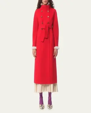Valentino Garavani High-neck Belted Wool Cashmere Coat