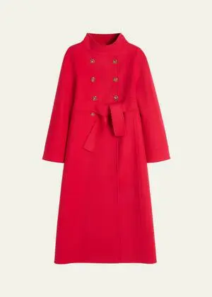Valentino Garavani High-neck Belted Wool Cashmere Coat
