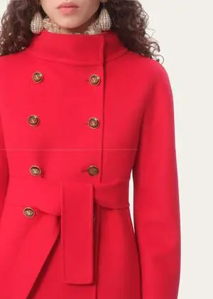Valentino Garavani High-neck Belted Wool Cashmere Coat