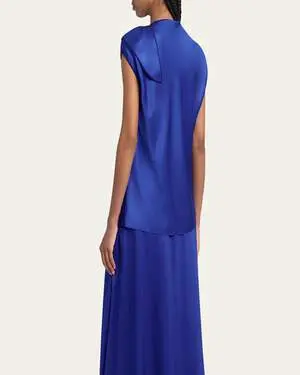 Giorgio Armani Double Silk Satin Blouse - Blue