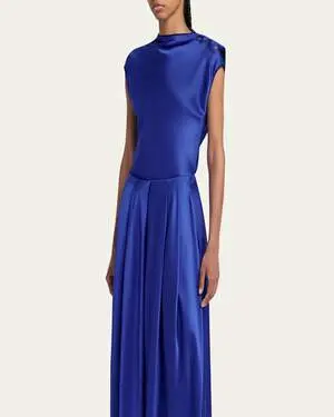 Giorgio Armani Double Silk Satin Blouse - Blue