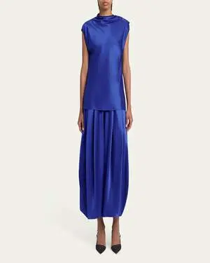 Giorgio Armani Double Silk Satin Blouse - Blue