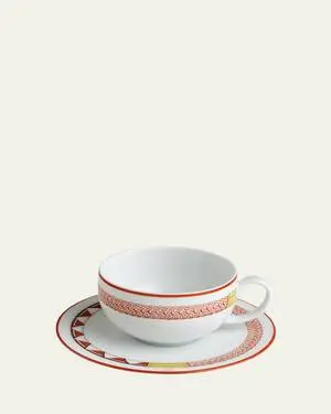 Hermès Tressages Equestres Tea Cup And Saucer - Noclr